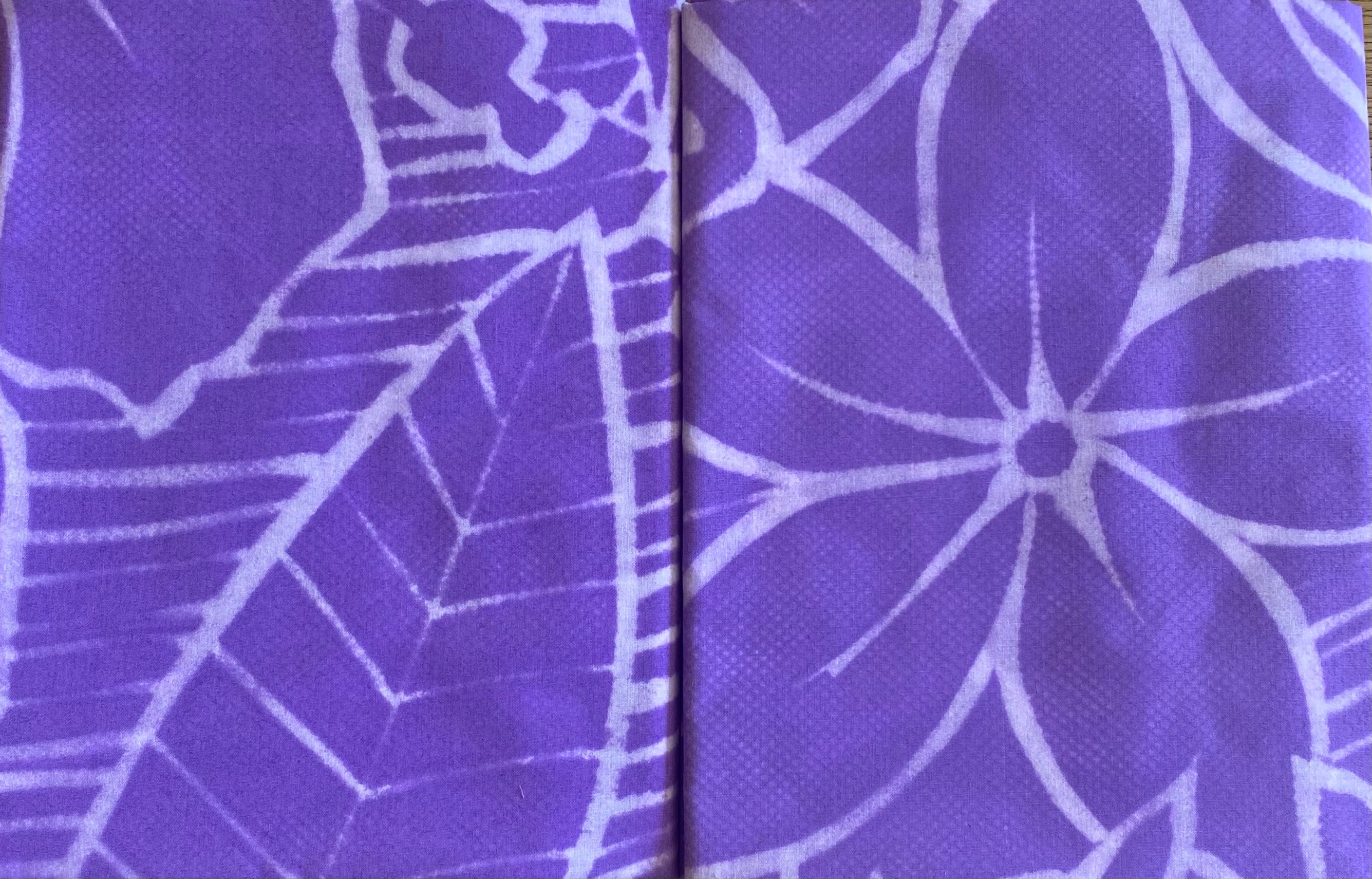2m Pastel Purple Block Print Table Cloth or Ie Lavalava Women's Pareo ...