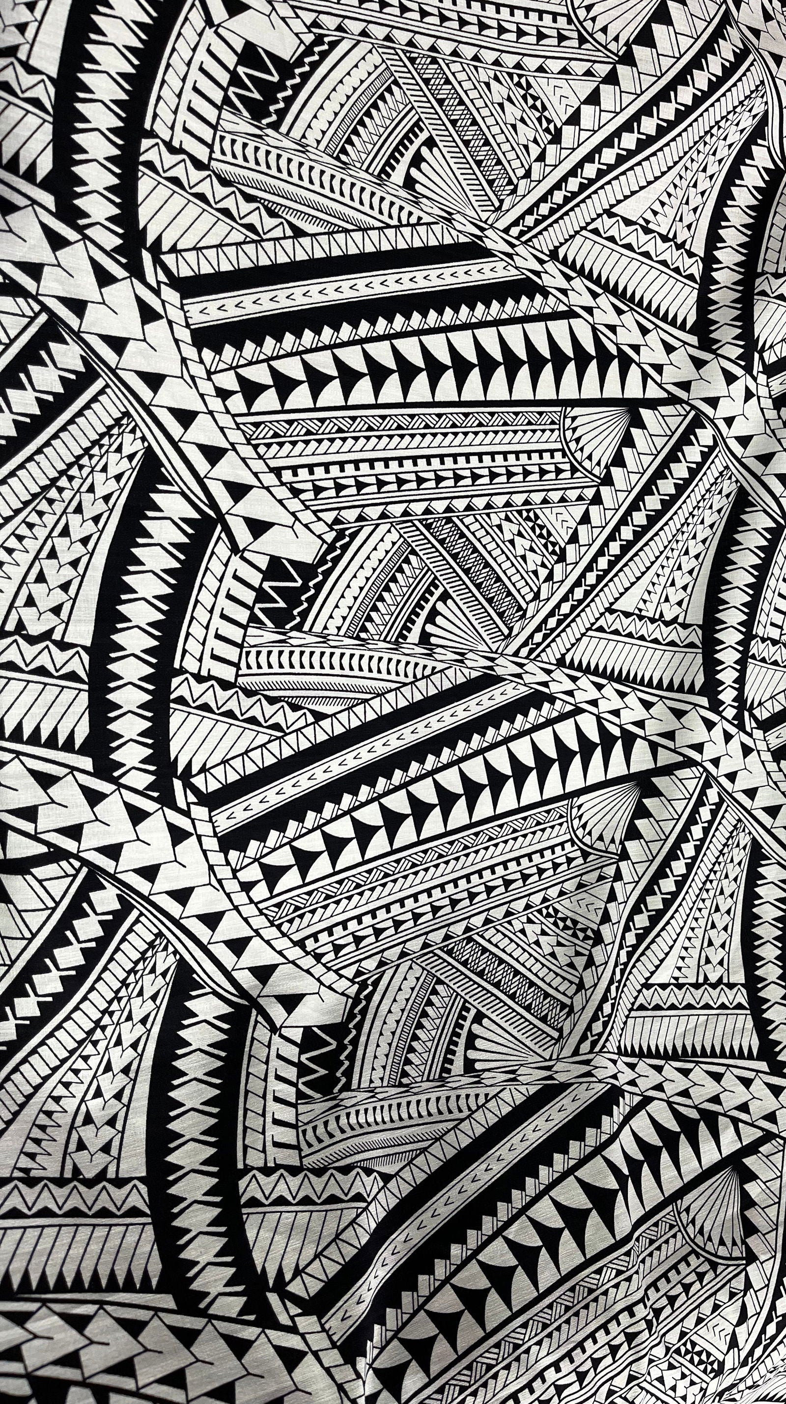 Black & White Print Fijian Tapa Fabric Material (by the meter) – Island ...