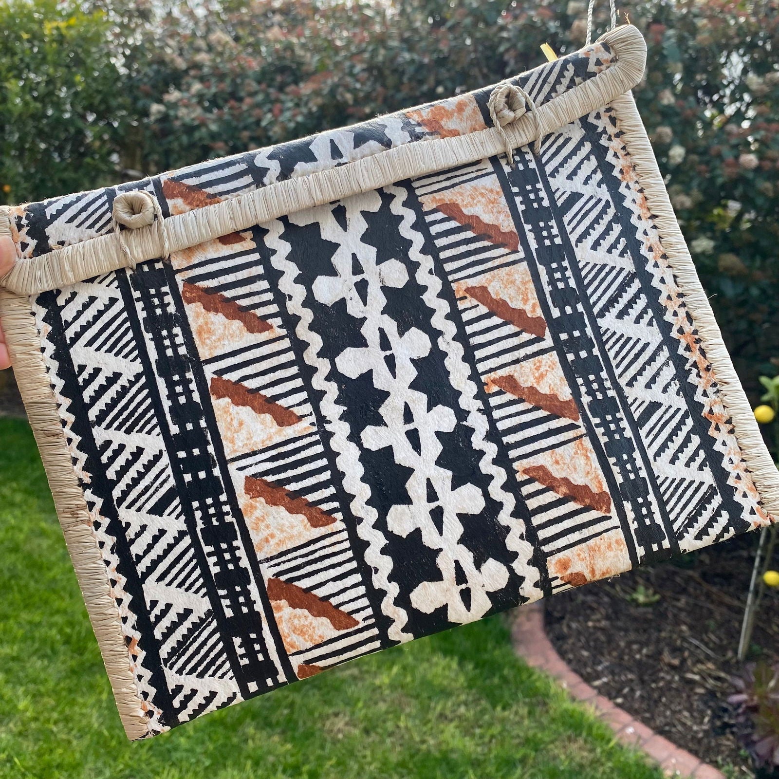 Nadi Fijian Masi Clutch Island Purse Handbag Laptop Sleeve Tapa Print ...