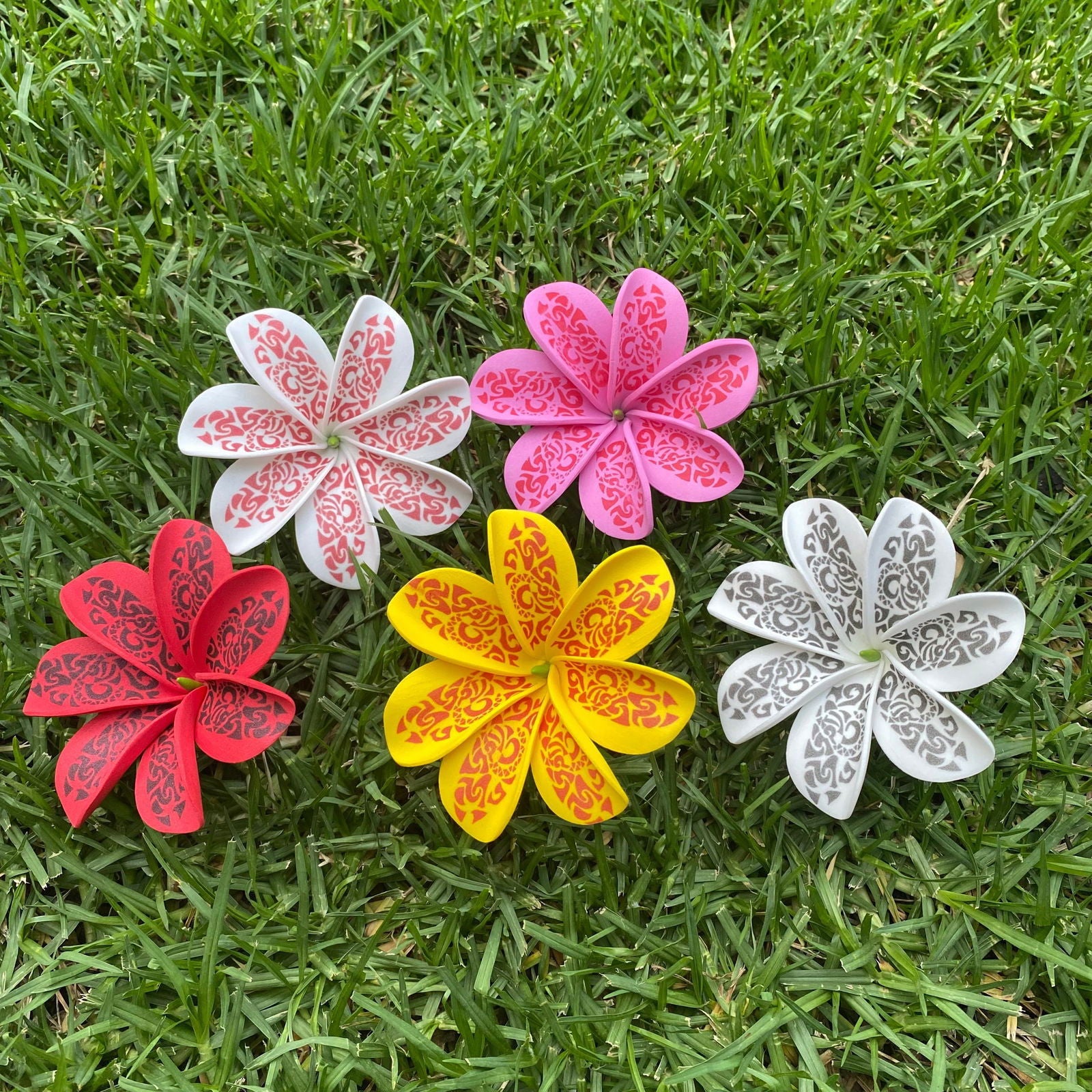 Tattoo Tiare Sei Flowers with Pattern 8cm Medium – Island Aesthetica